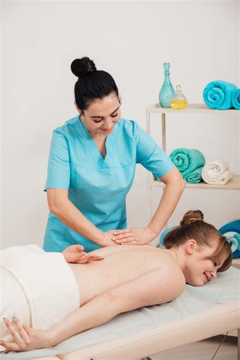 Back Massage In The Room On The Couch Relaxation Osteopathy Relax Stock