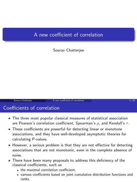 a new coefficient of correlation slides sourav chatterjee pdf