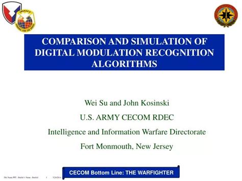 Ppt Wei Su And John Kosinski U S Army Cecom Rdec Intelligence And Information Warfare