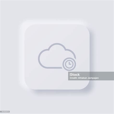 시계 기호가 있는 구름 아이콘 웹 디자인을 위한 White Neumorphism 소프트 Ui 디자인 애플리케이션 Ui 등 버튼 벡터 3차원 형태에 대한 스톡 벡터 아트 및