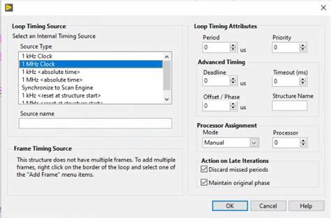 cannot configure clock or loop period on timed loops for rt crio ni