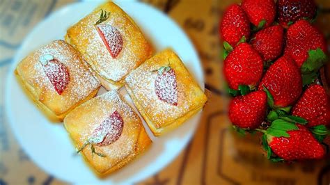 Сладкие и НЕЖНЫЕ пирожные из слоеного теста с начинкой и добавлением свежей клубники Youtube