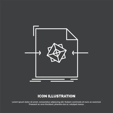 3d Document File Object Processing Icon Line Vector Symbol For Ui
