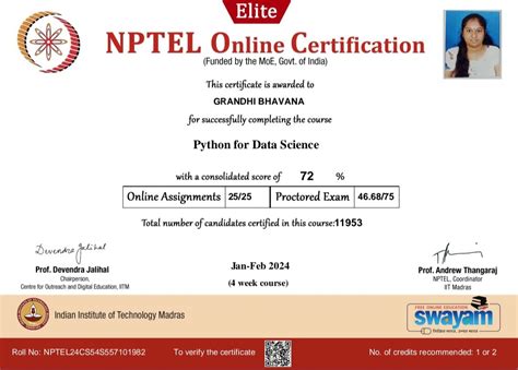 Grandhi Bhavana On Linkedin Datascience Python Nptel Learningjourney Skilldevelopment