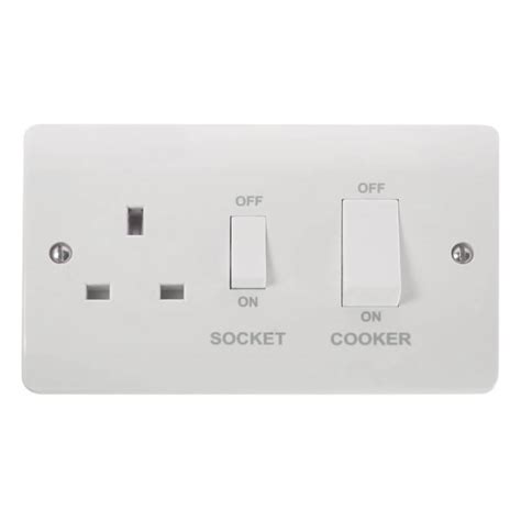Scolmore Click Mode 45A 2 Gang Double Pole Switch With 13A DP Switched Socket White Rockers