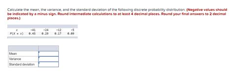 Solved Calculate The Mean The Variance And The Standard