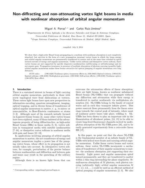 Pdf Nondiffracting And Nonattenuating Vortex Light Beams In Media With Nonlinear Absorption Of