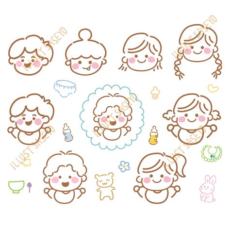 아기 유아 얼굴 라인드로잉 일러스트 투명배경 Png 851 Illust Saseyo