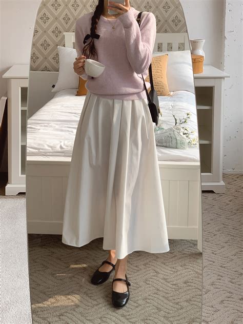 A라인 주름 하이웨스트 플레어 핀턱 플리츠 롱 스커트