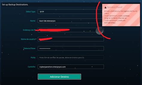 sftp backups host found in known hosts but still cannot connect to remove server general