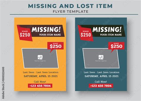 Missing And Lost Item Flyer Template Missing Poster Lost Pet Flyer