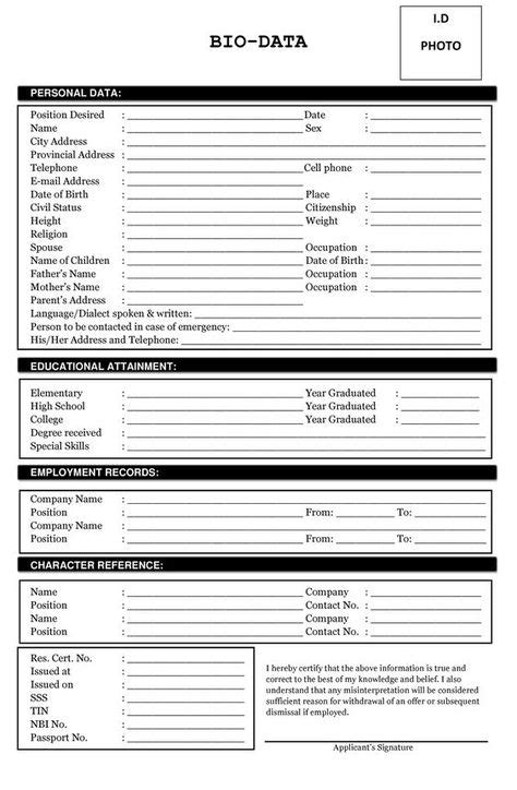 Bio Data Form In Word Doc Download Here Bit Ly 2u3pk9v Bio