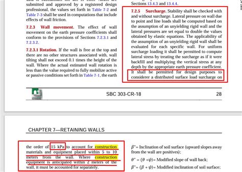 Surcharge Load For Retaining Walls According To Saudi Building Code