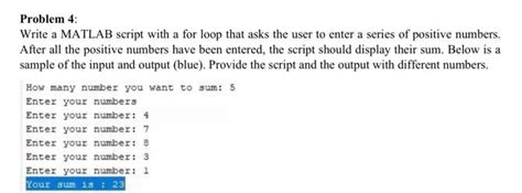 Solved Problem Write A MATLAB Script With A For Loop That Chegg