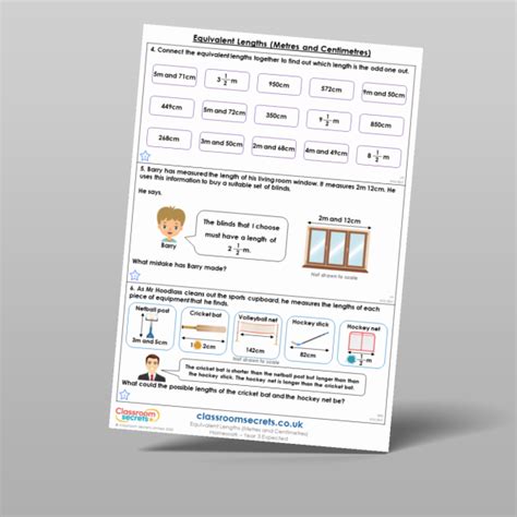 Year 3 Equivalent Lengths Metres And Centimetres Homework Resource Classroom Secrets