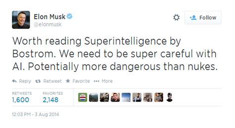 Elon Musk Says That Ai Could Be More Dangerous Than Nukes