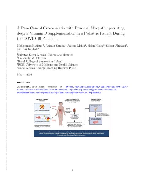 Pdf A Rare Case Of Osteomalacia With Proximal Myopathy Persisting