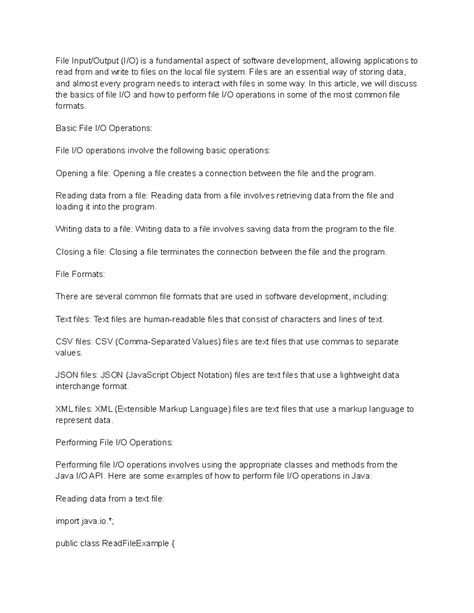 Introduction To File Input Output File Inputoutput Io Is A Fundamental Aspect Of Software