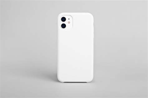 White Iphone 11 Isolated On Gray Background Phone Case Mock Up Smart Phone Back View In 2024