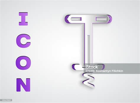 종이 컷 포고 스틱 점프 장난감 아이콘 은 회색 배경에 격리 종이 아트 스타일 벡터 3차원 형태에 대한 스톡 벡터 아트 및 기타 이미지 3차원 형태 건강한 생활방식