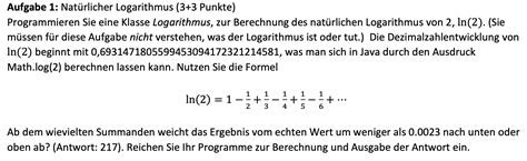 Java Natürlichen Logarithmus Programmieren Mit Einer Speziellen Extra