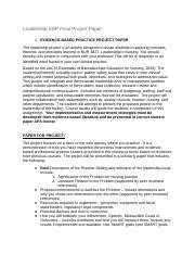 Leadership EBP Final Project Paper Instruction Docx Leadership EBP Final Project Paper 1