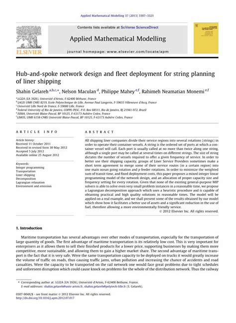 Pdf Hub And Spoke Network Design And Fleet Deployment For String