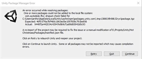 Unity Package Manager Error Unity Engine Unity Discussions