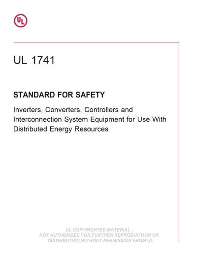 UL Ed Standard For Inverters Converters Controllers And Interconnection System