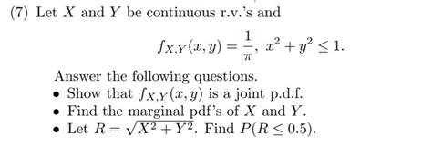 solved 8 let x and y be continuous r v s having joint pdf
