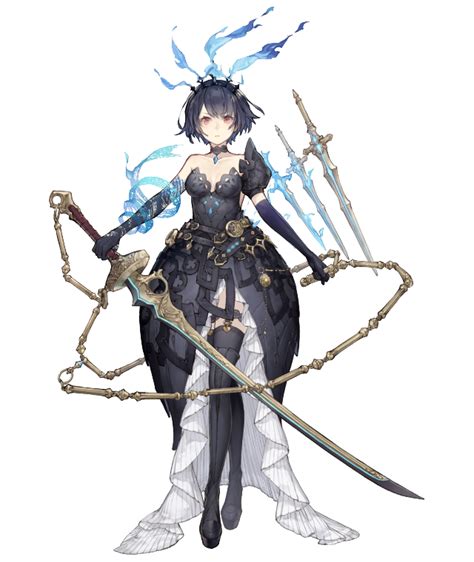 Ji No Alice Sinoalice Sinoalice Dark Blue Hair Official Art Girl Black Dress Blue Hair
