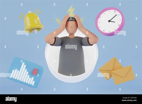 3D Work Stress And Bad Time Management Concept Overloaded Busy