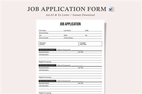 Free Printable Job Application Form For Asda Download Free Printable Job Application Form For