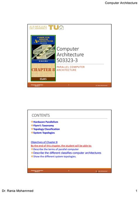Computer Architecture Chapter 8 Computer Architecture 503323 3 1 Dr Rania Mohammed