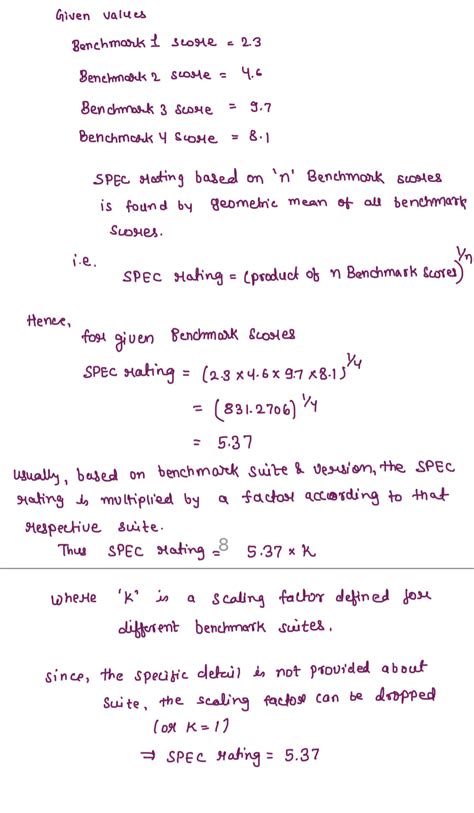 Solved Calculate The Spec Rating For A Computer That Executes Four