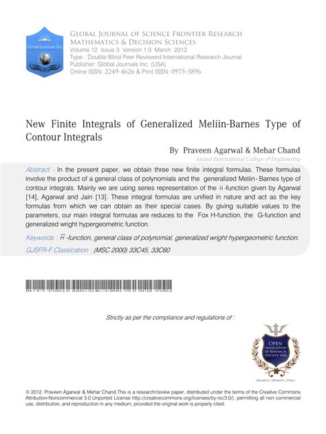 Pdf New Finite Integrals Of Generalized Meliin Barnes Type Of Contour Integrals