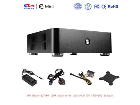 Realan H60 Black Htpc Computer Case Chassis Aluminum Mini Itx Case Pc Box With Power Supply And