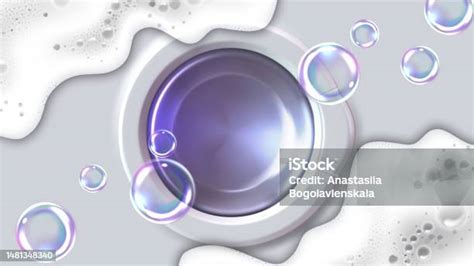 세탁기 비누 거품 및 거품 세제 또는 세탁 디자인 벡터 그림 세탁기에 대한 스톡 벡터 아트 및 기타 이미지 세탁기 3차원 형태 청소하기 Istock