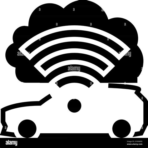 Cloud Connected Car Autonomous Vehicle Glyph Icon Vector Illustration Stock Vector Image And Art