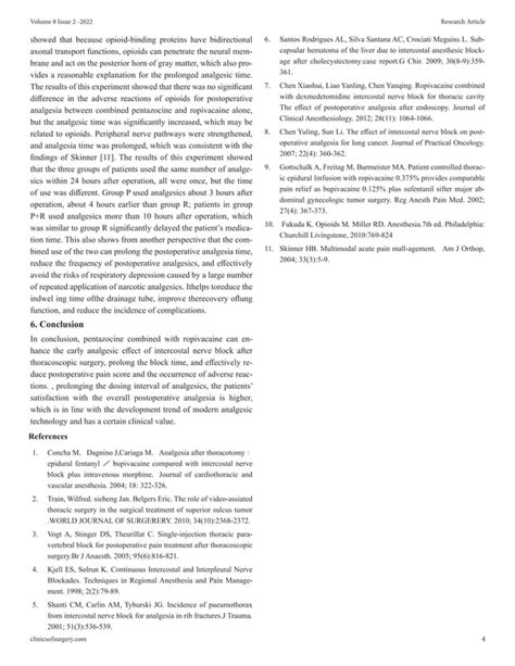 Postoperative Analgesia Effect Observation Of Intercostal Nerve Block With Pentazocine And