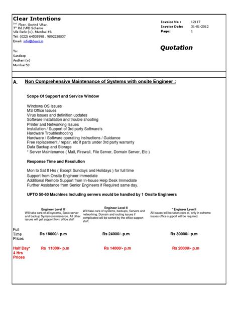 Amc Quotation Pdf Help Desk Server Computing