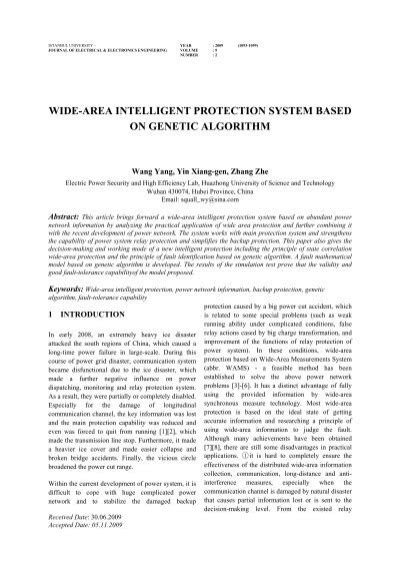 Wide Area Intelligent Protection System Based On Genetic Algorithm
