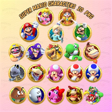 Super Mario Characters Pngmario Circle Pngsuper Mario Etsy
