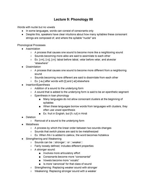 Intro to Linguistics Jelena Krivokapić Lecture Phonology IIII Lecture Phonology IIII