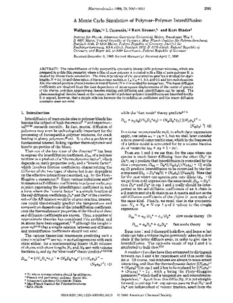 Pdf A Monte Carlo Simulation Of Polymer Polymer Interdiffusion
