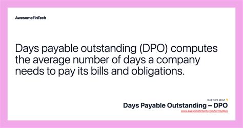 Days Payable Outstanding Dpo Awesomefintech Blog