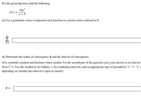 solved for the given function find the following