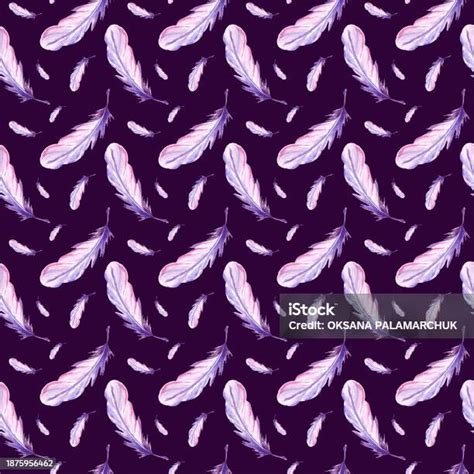 깃털 복고풍 스타일 완벽 한 패턴입니다 새의 깃털 의 수채화 배경 인쇄 배경 직물 만들기 인쇄 포장 포장지 및 표지에 대한 손으로 그린 그림의 템플릿 가벼운에 대한 스톡