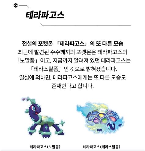 형들 테라파고스 폼 3가지맞지 포켓몬 에펨코리아