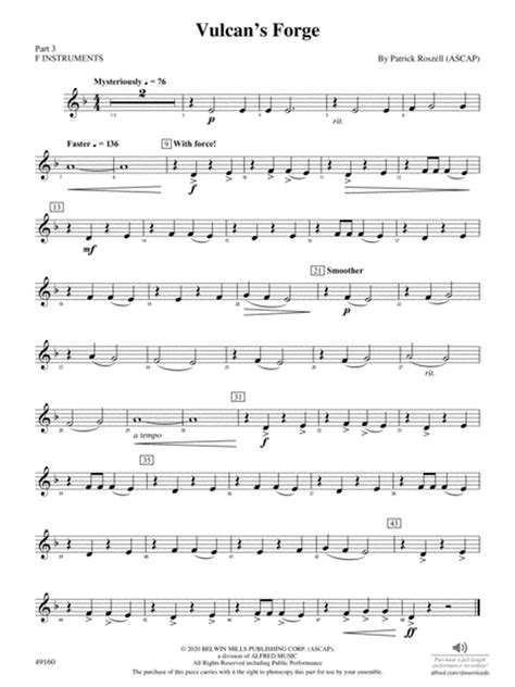 vulcan s forge part 3 f instruments concert band digital sheet